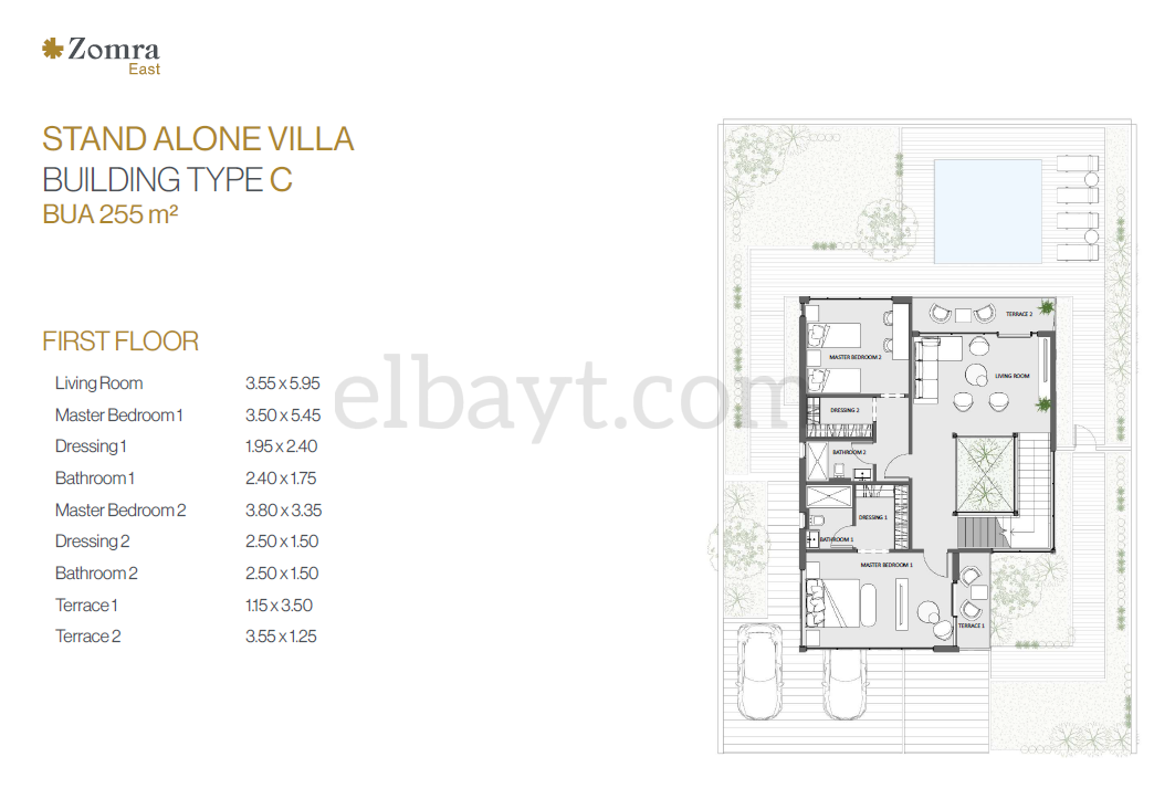 3 Bedrooms villa in Zomra East size 255 sqm